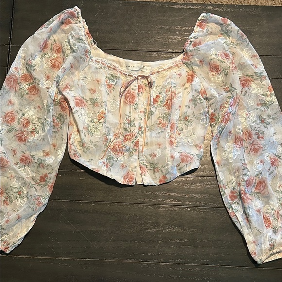 Altar'd State | Tops | Altard State Floral Blouse Pink And Cream | Poshmark